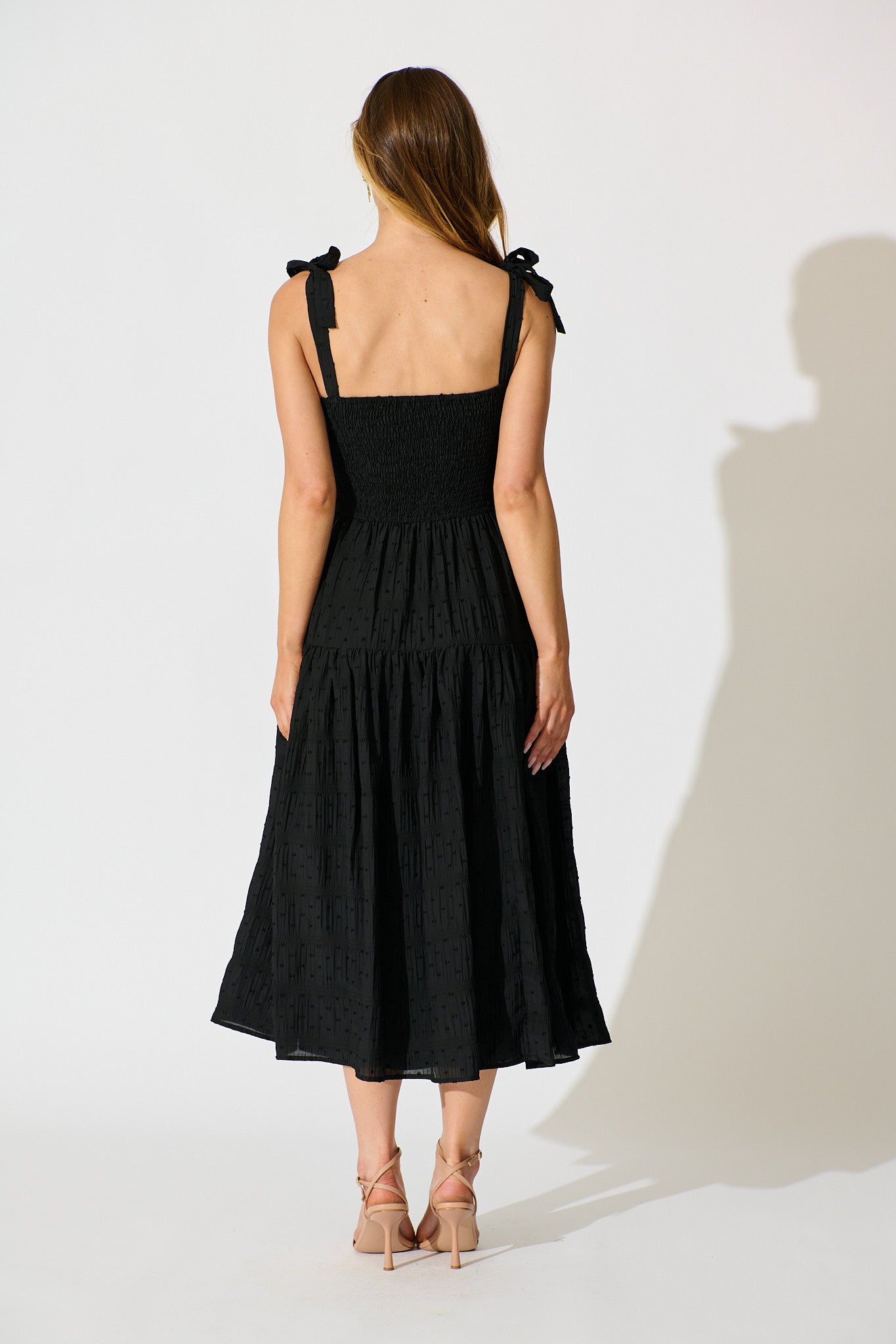 Lila Rea Maxi Sundress in Black Swiss Dot | St Frock