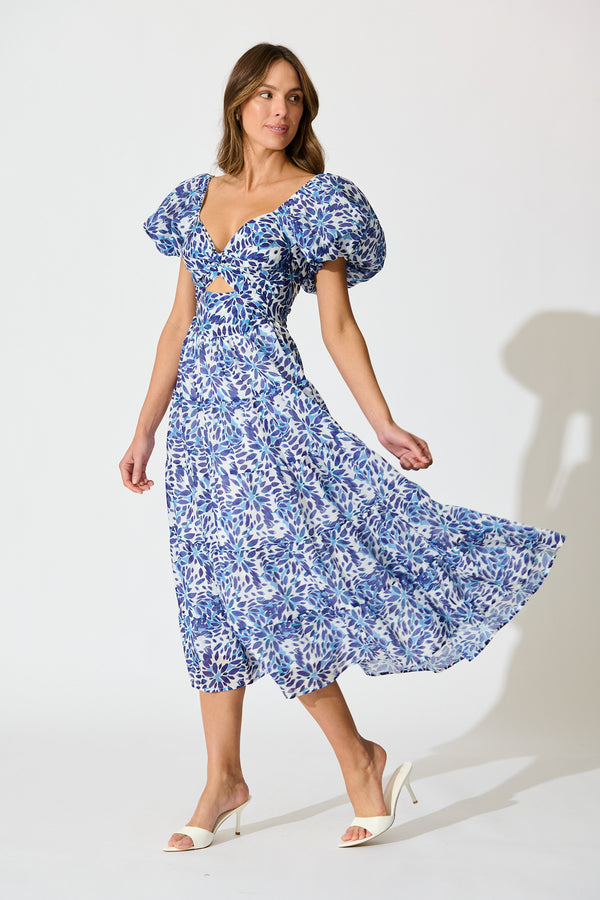 Petals at Dusk Maxi Dress in Blue Navy | St Frock