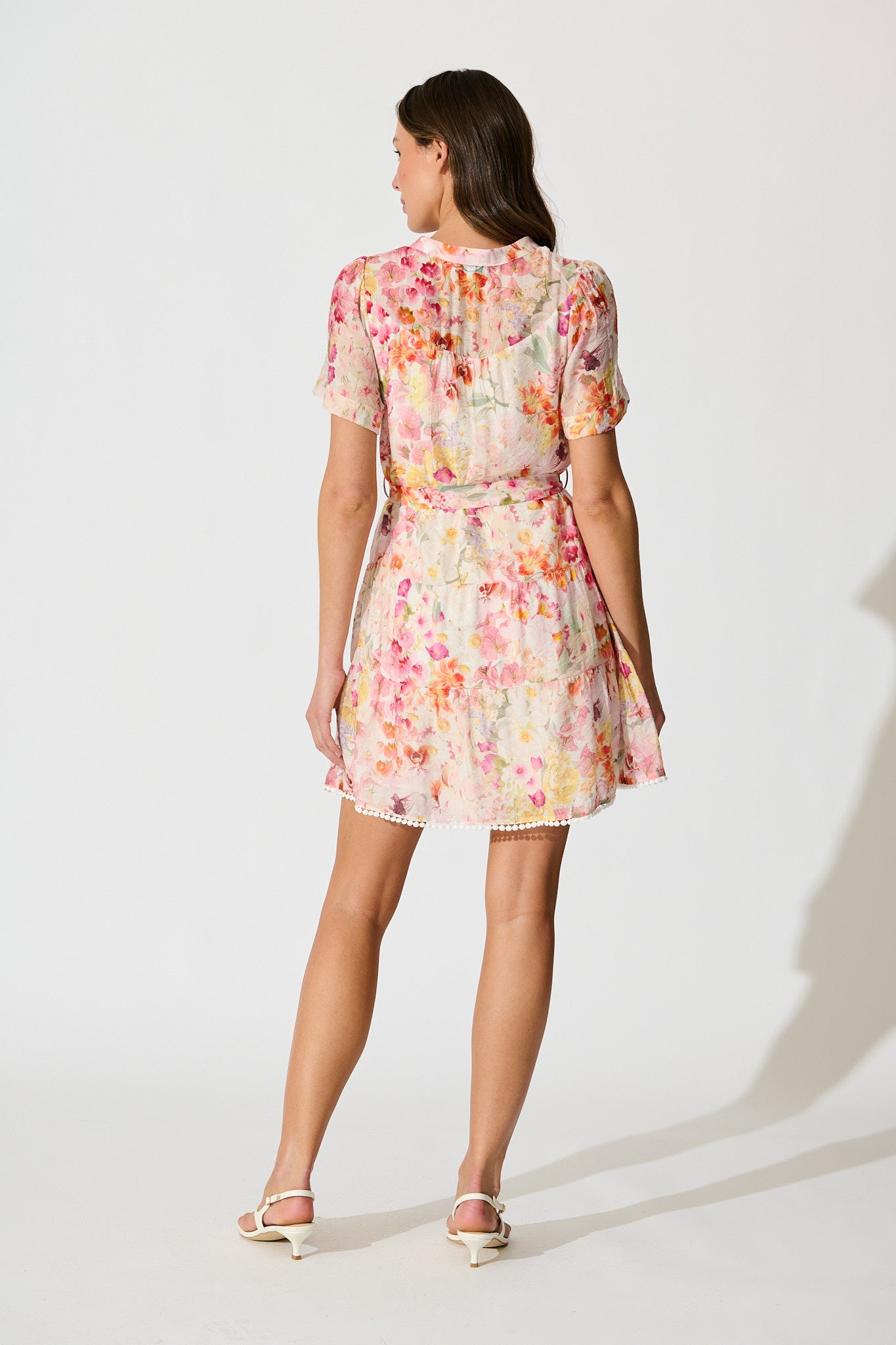 Elma Dress in Pink with Multi Watercolour Floral | St Frock