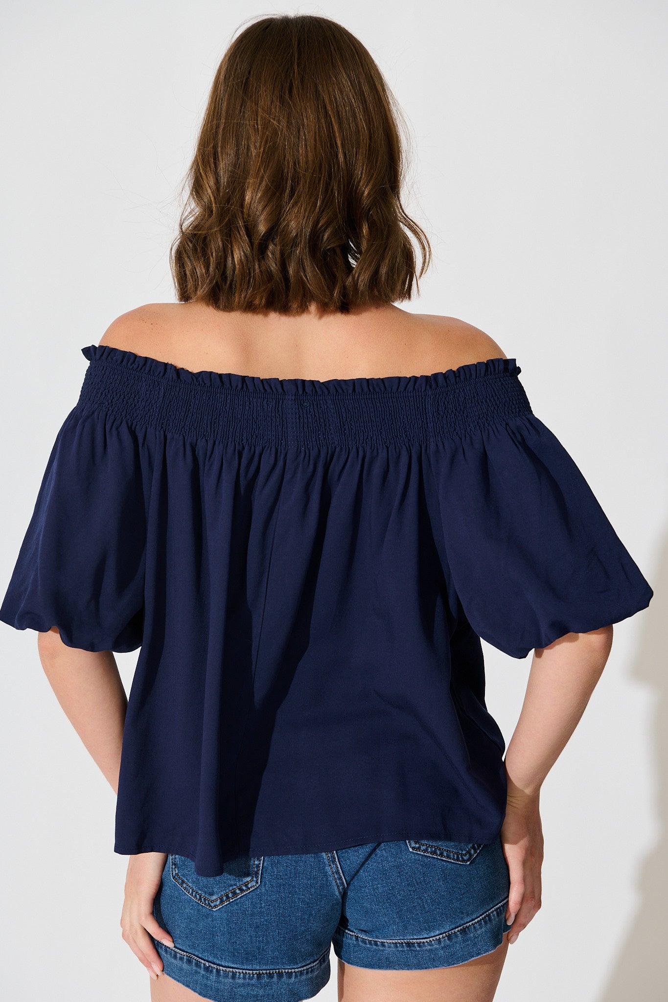 Marina Off Shoulder Top — Navy | St Frock