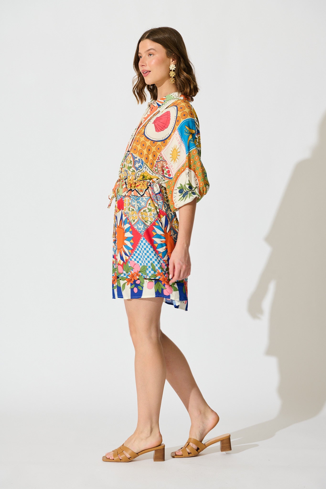 Garden Of Tiles Shirt Dress – Multi Tile Print | St Frock