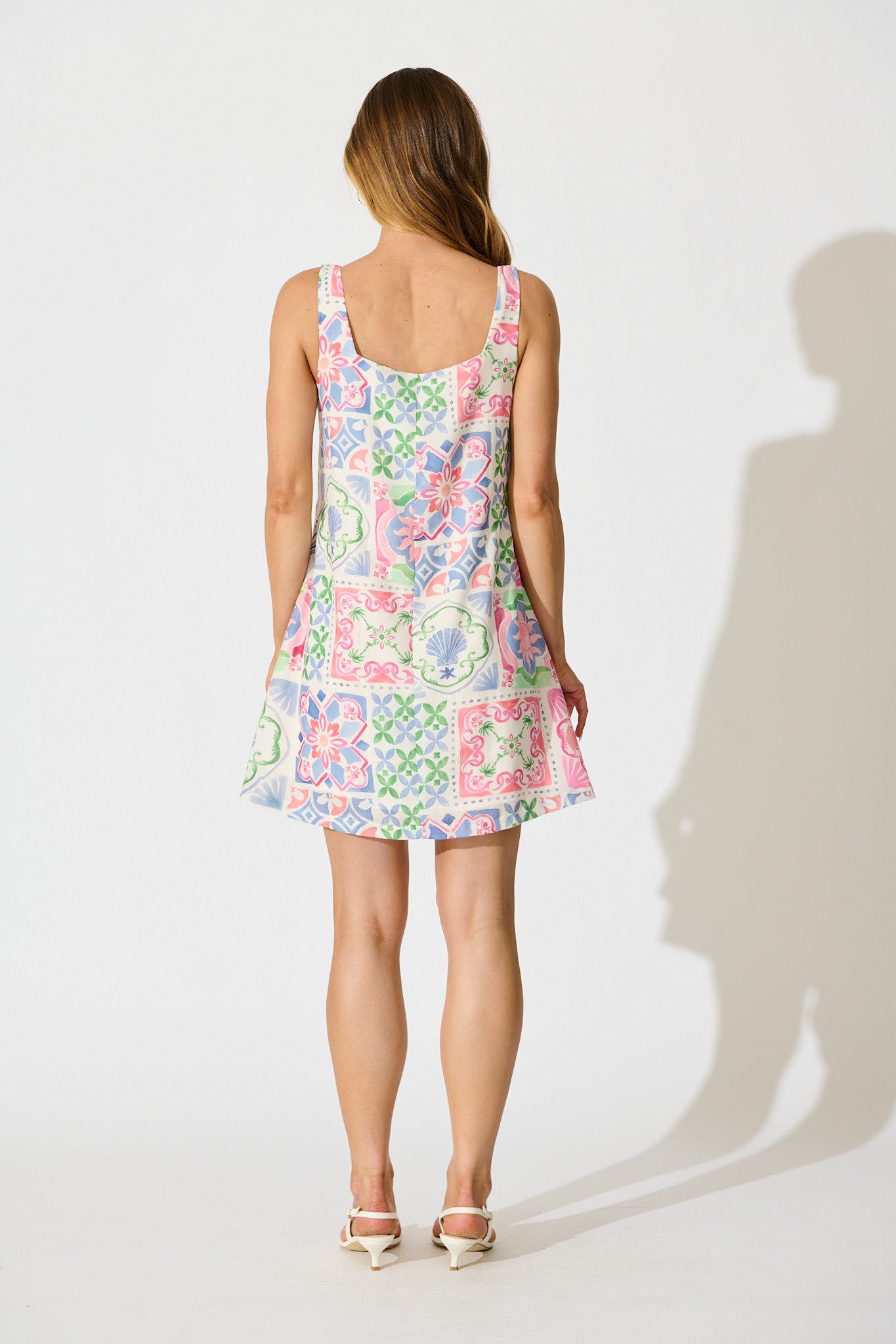 Skyler Dress in Multi Tile Linen Blend | St Frock