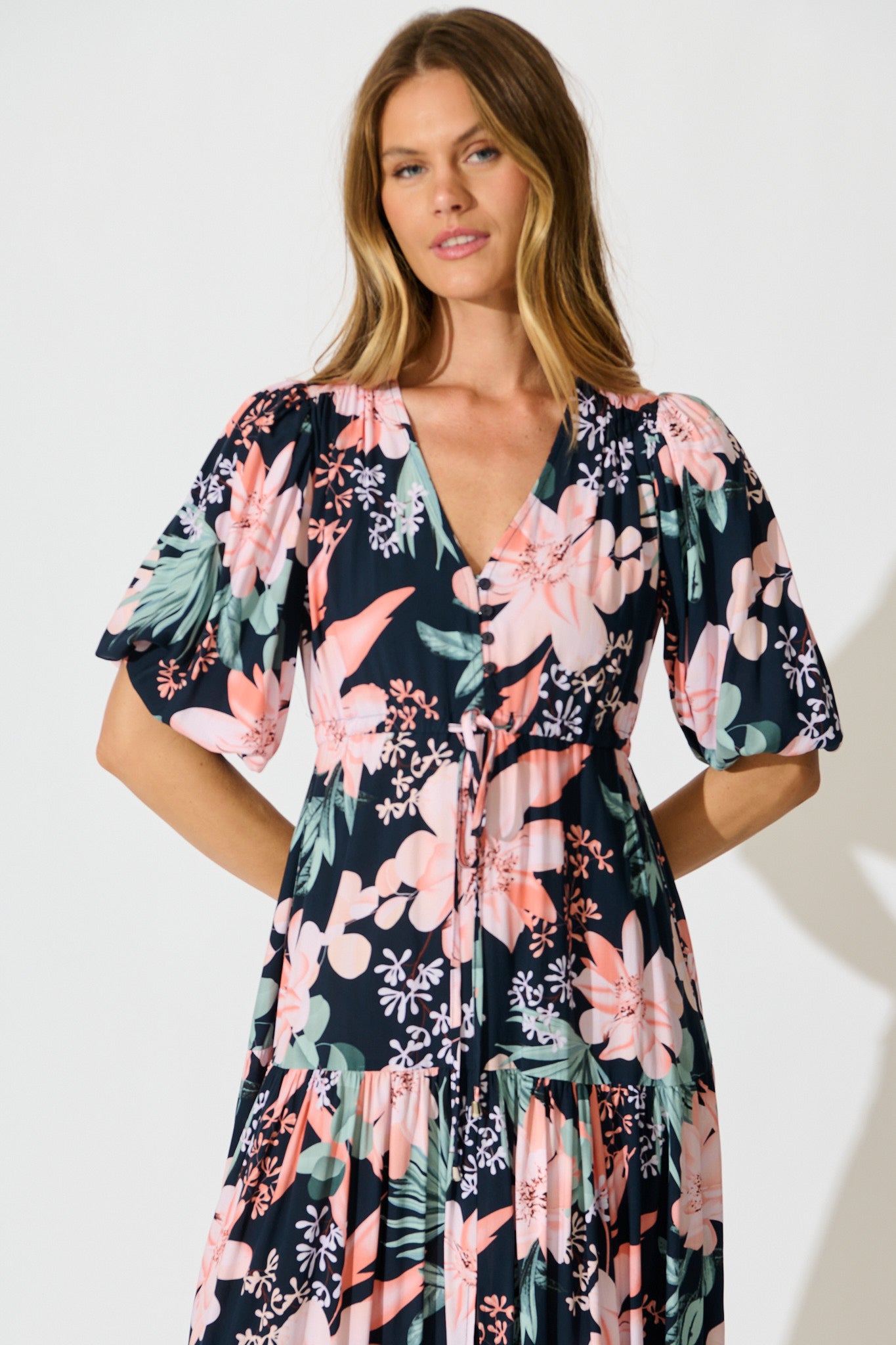 Carwen Maxi Dress – Navy Multi Floral | St Frock