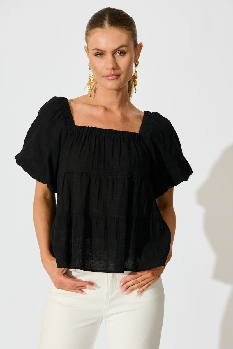 Carlene Top in Black Cotton | St Frock
