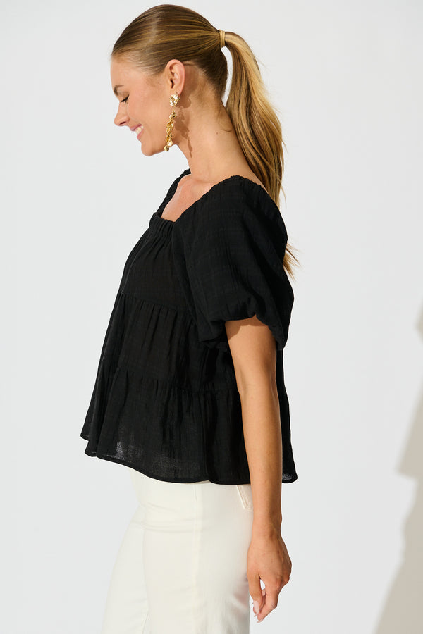 Carlene Top in Black Cotton | St Frock