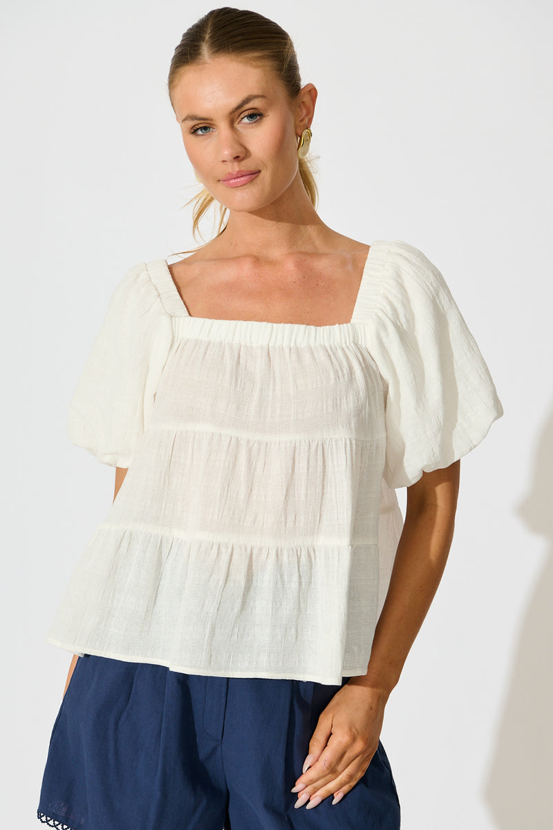 Carlene Top in White Cotton | St Frock