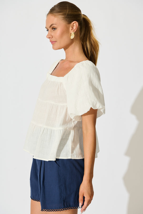 Carlene Top in White Cotton | St Frock