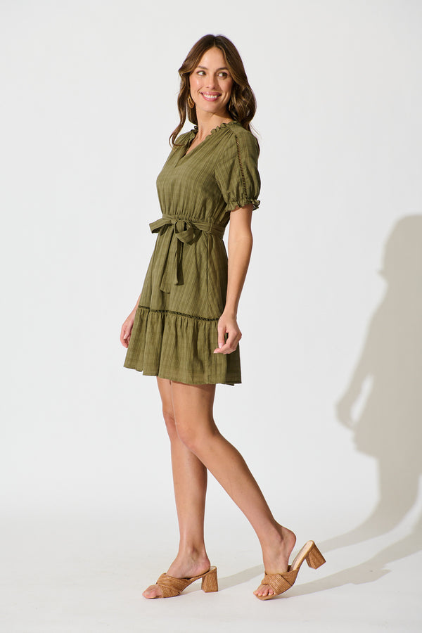 Jessalyn Dress in Khaki Cotton | St Frock