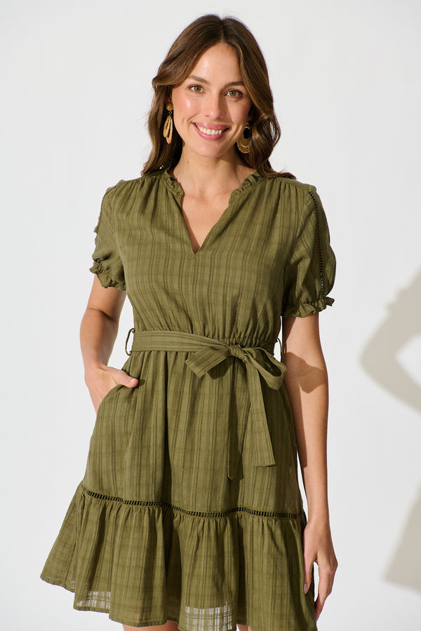 Jessalyn Dress in Khaki Cotton | St Frock