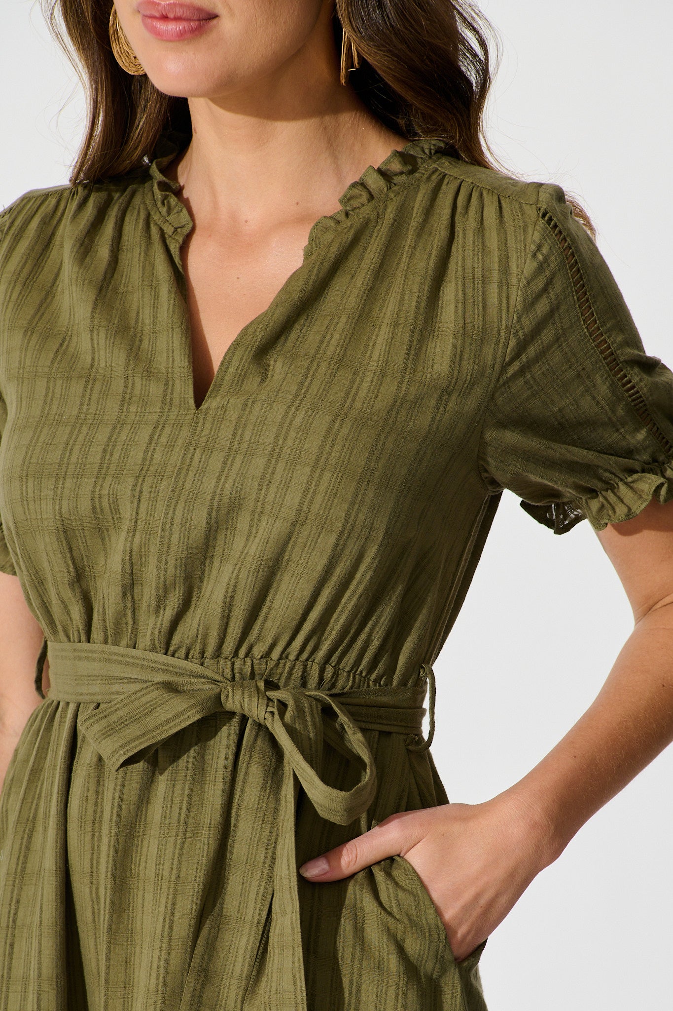 Jessalyn Dress in Khaki Cotton | St Frock