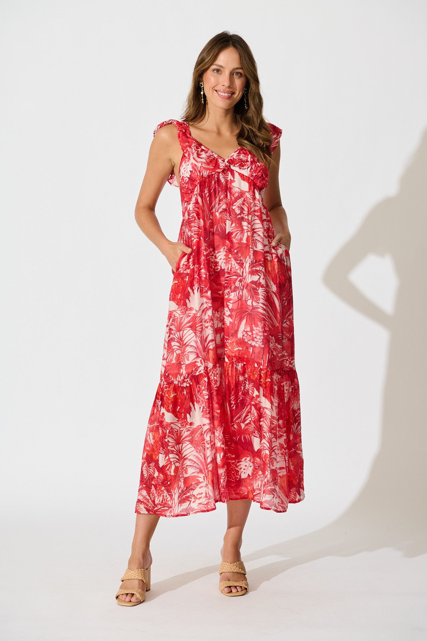 Katriel Maxi Dress — Red Paisley Blend | St Frock