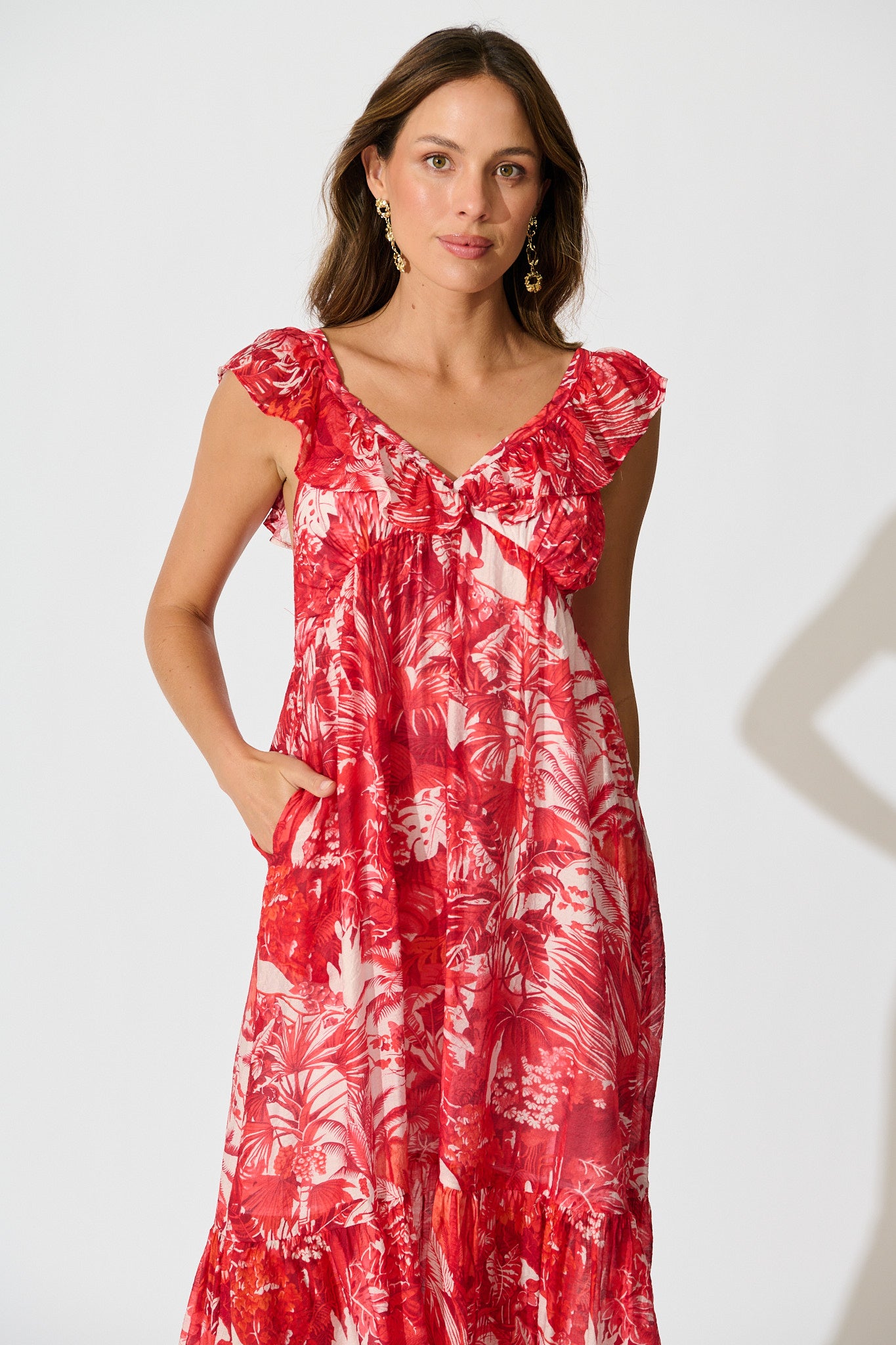 Katriel Maxi Dress — Red Paisley Blend | St Frock