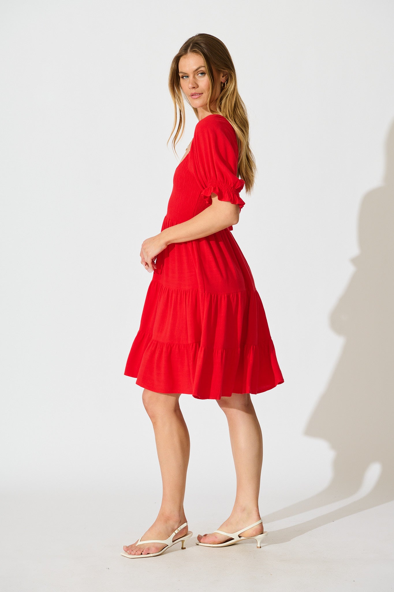 Cella Dress Red Linen Blend | St Frock