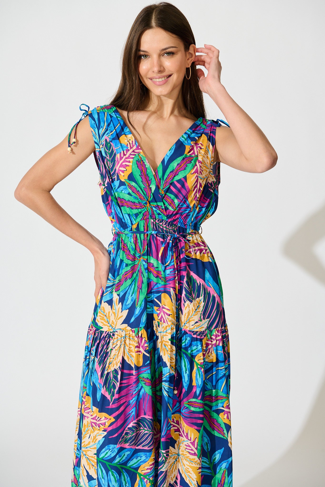 Amabelle Midi Dress in Blue Multi Print | St Frock – St Frock