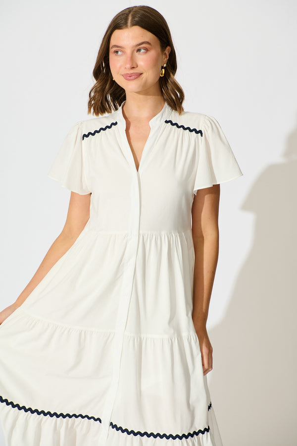 Soley Midi Smock Dress in White Cotton | St Frock – St Frock