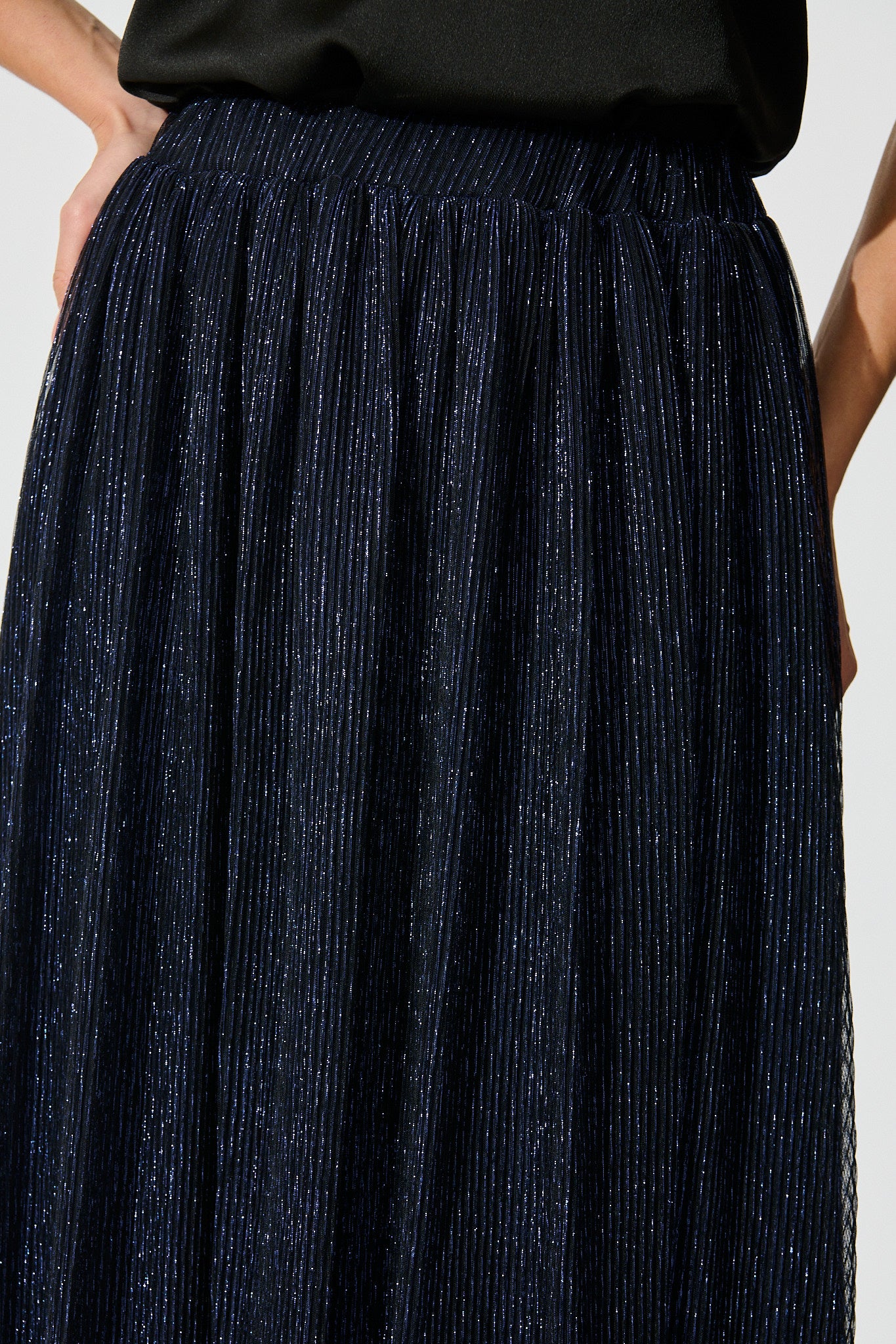 Dip and Dusk Maxi Skirt in Navy Lurex Chiffon | St Frock