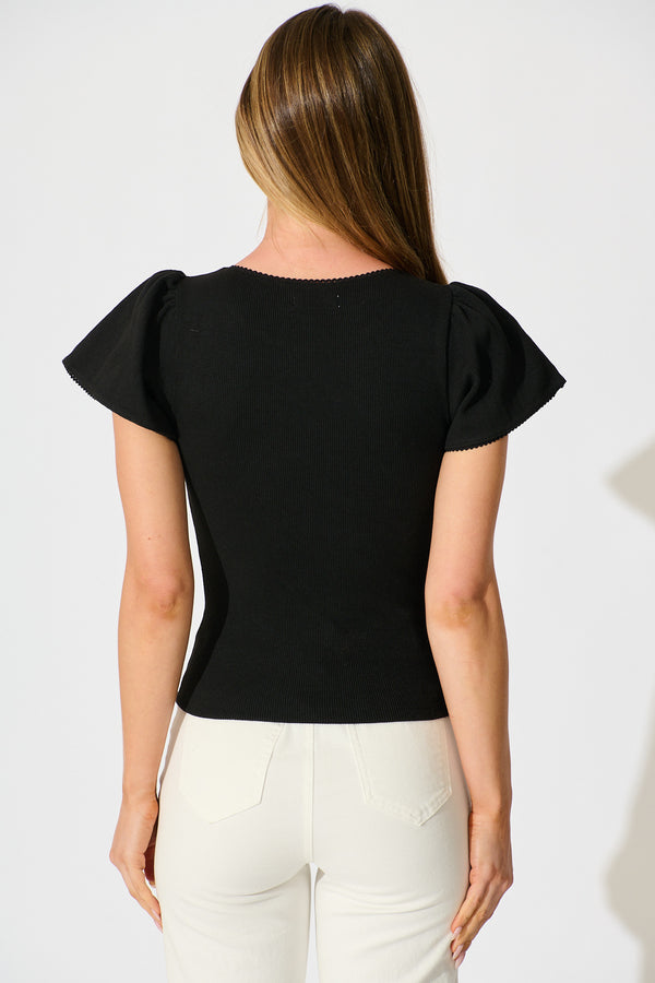 Marsha Top In Black Cotton – St Frock