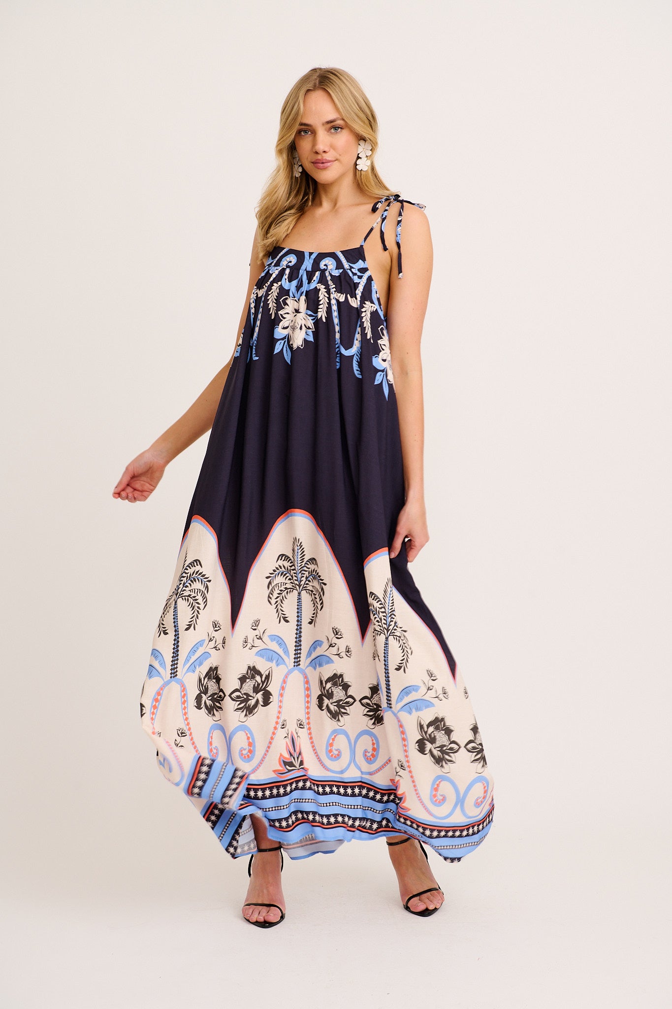 Summer Loving Maxi Sundress in Navy with Palm Tree Print | St Frock