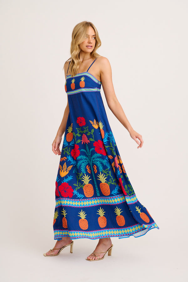 Lavara Maxi Sundress in Navy Tropical | St Frock