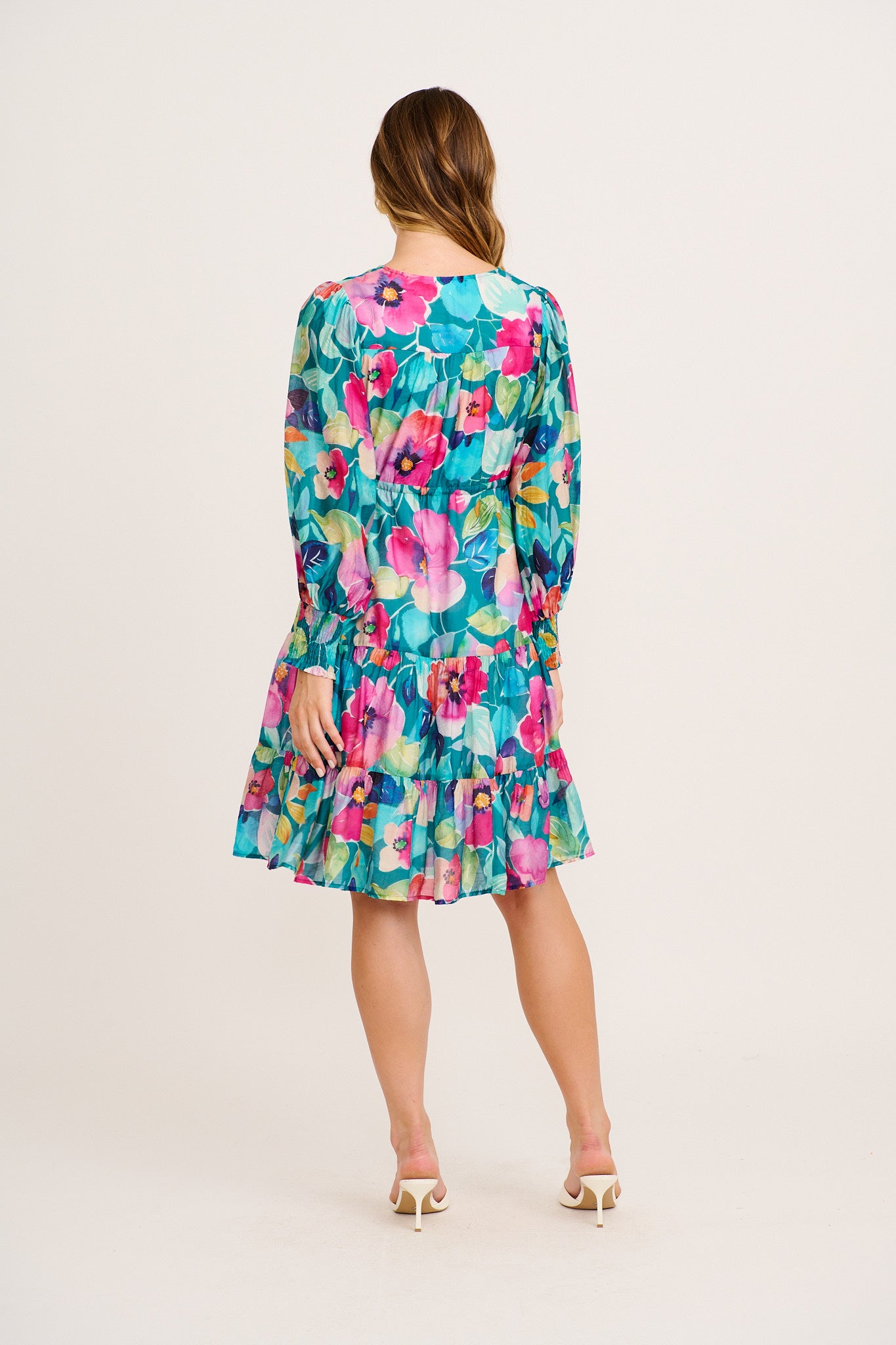 Tilley Dress in Green Multi Floral Cotton Blend | St Frock