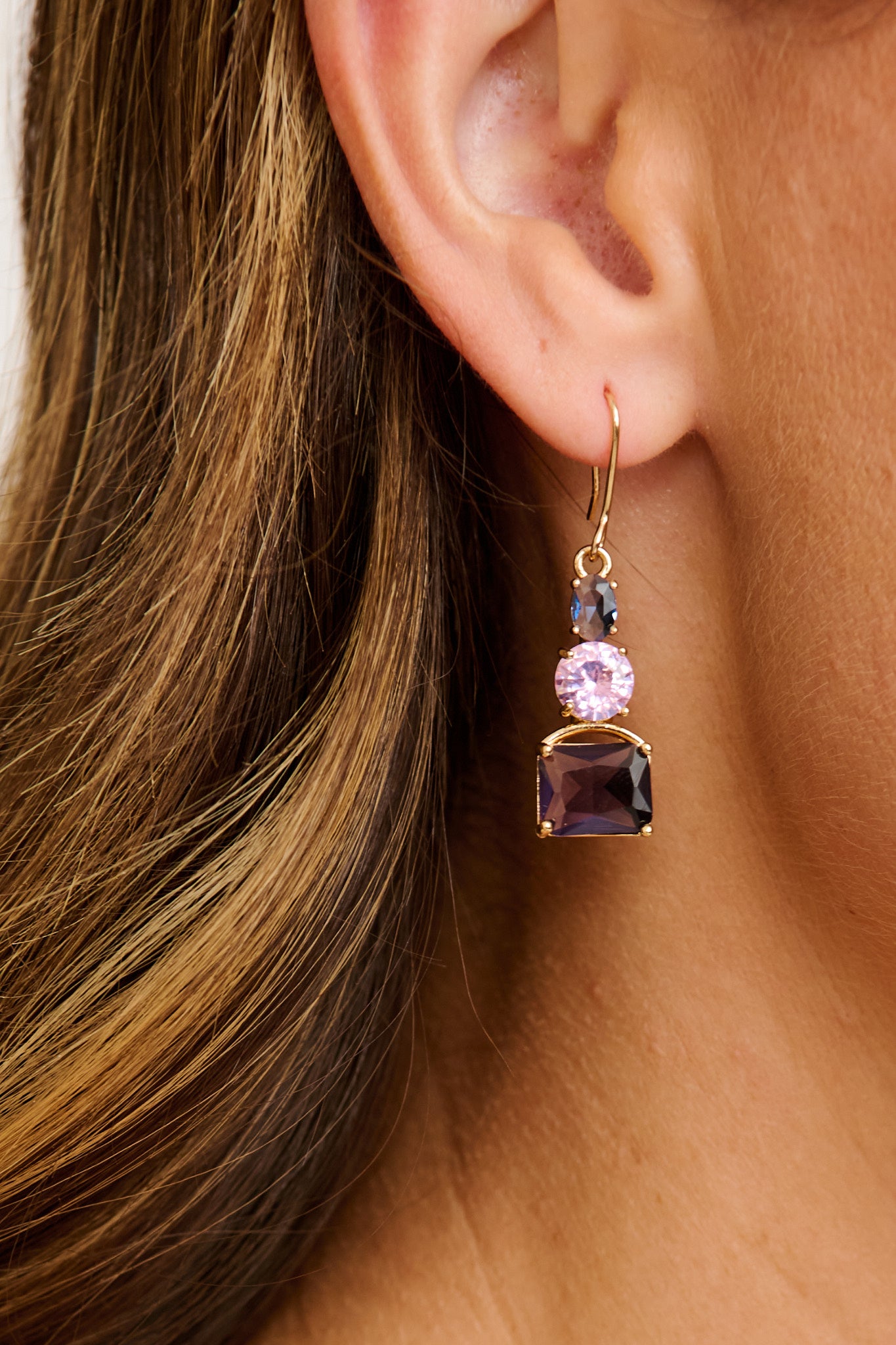 Lilith Drop Earrings Multi Pink Purple | St Frock