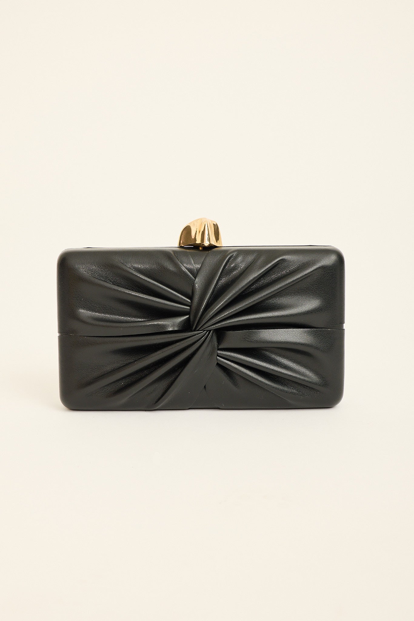 Colette Pleated Clutch in Black with Gold Clasp | St Frock