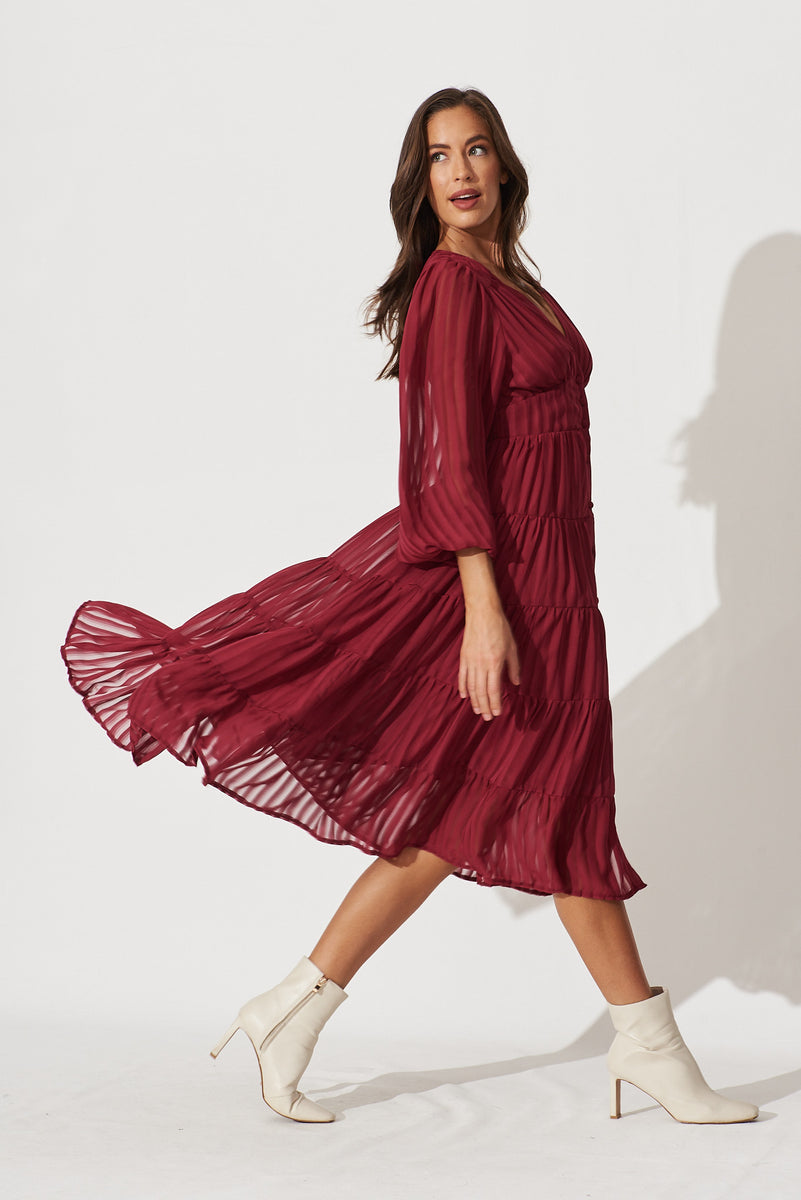 Modical Midi Dress In Berry Chiffon – St Frock