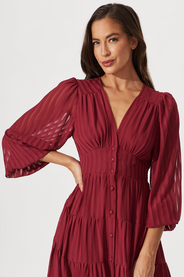 Modical Midi Dress In Berry Chiffon – St Frock