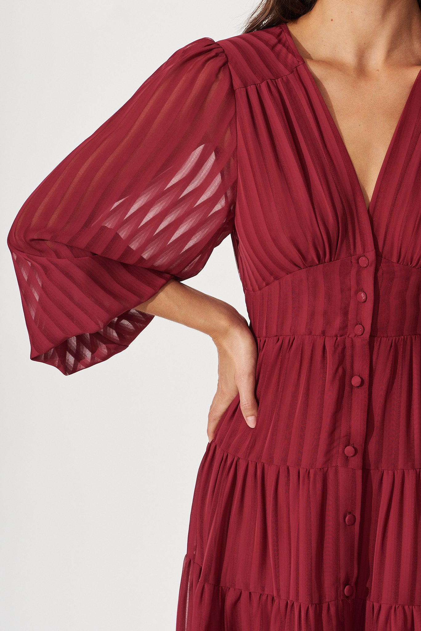 Modical Midi Dress In Berry Chiffon – St Frock