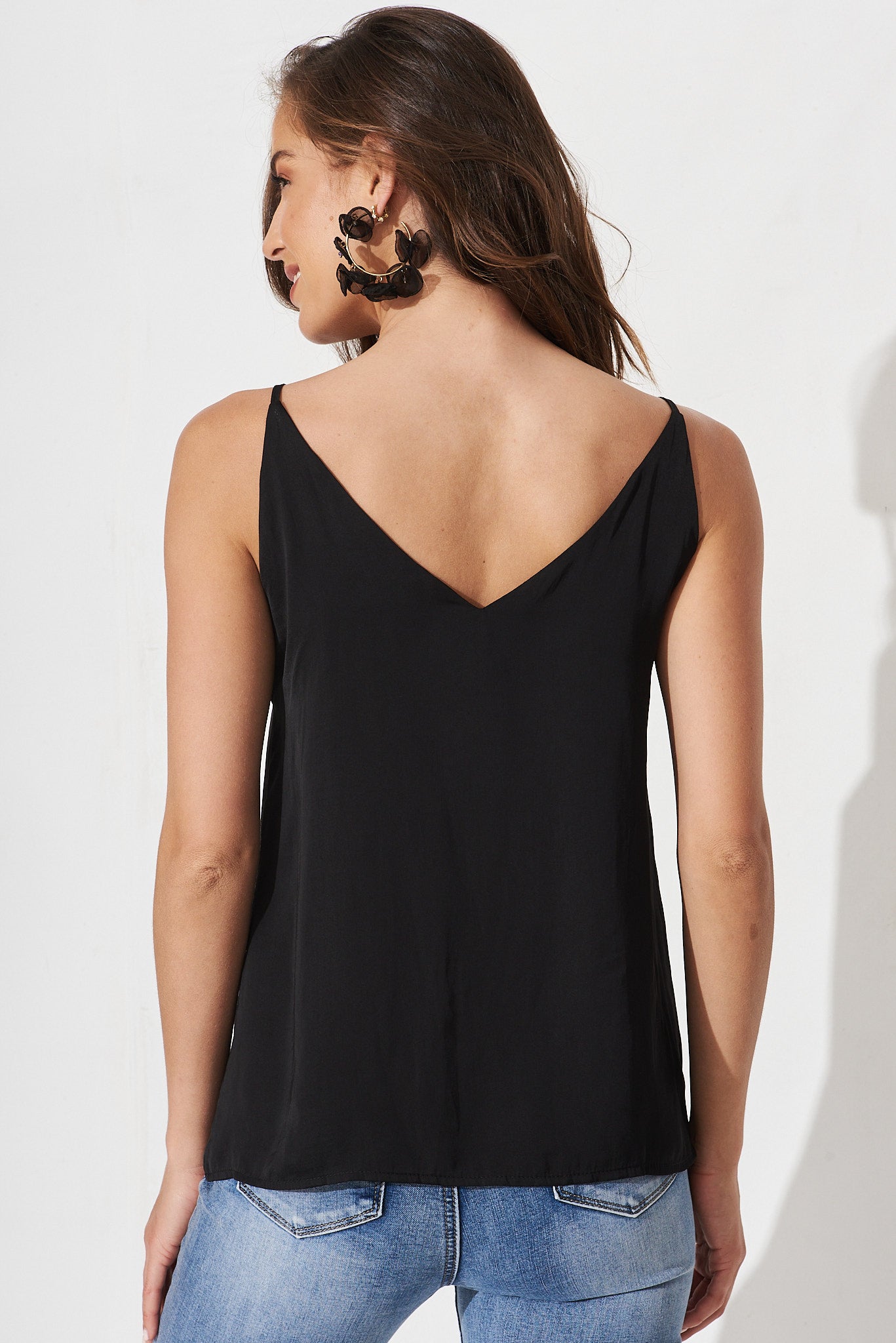 Rowland Cami Top In Black Satin – St Frock