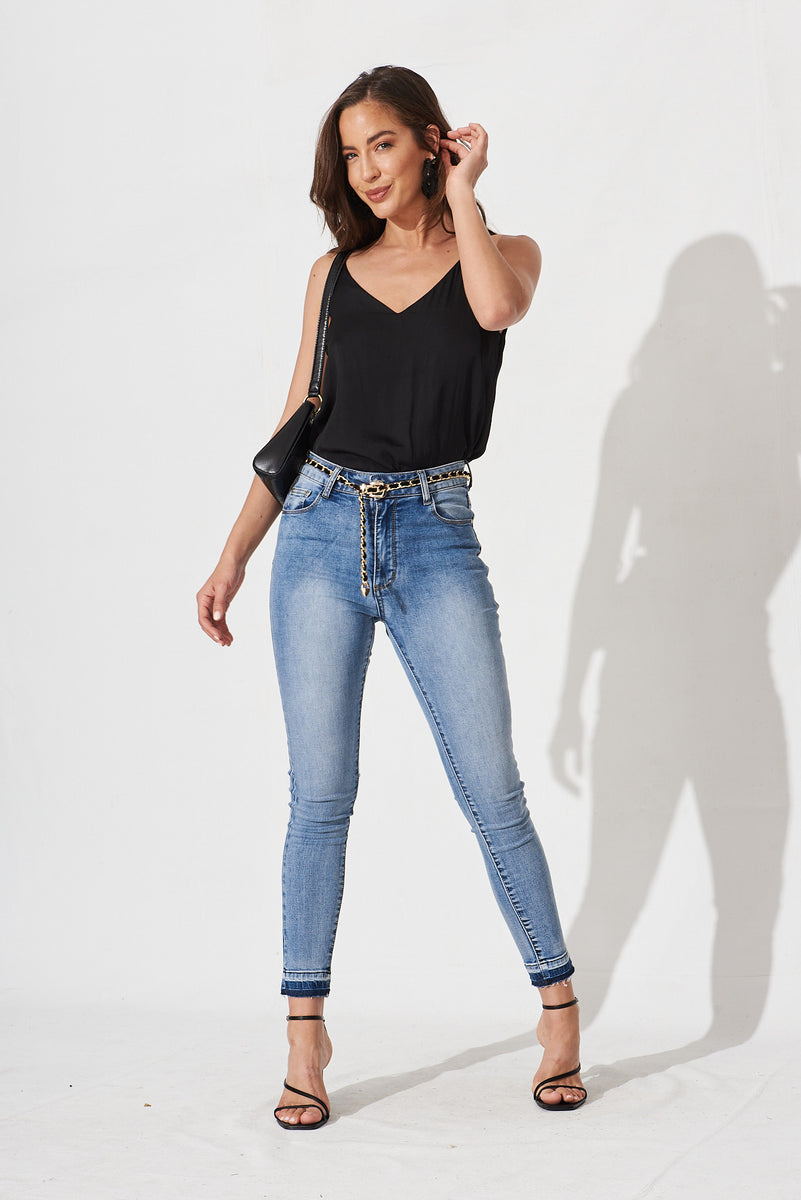 Rowland Cami Top In Black Satin – St Frock