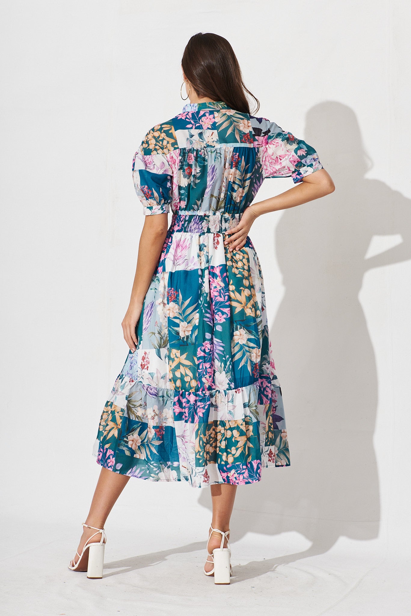 Lynette Midi Dress In Dark Green Patch Floral – St Frock