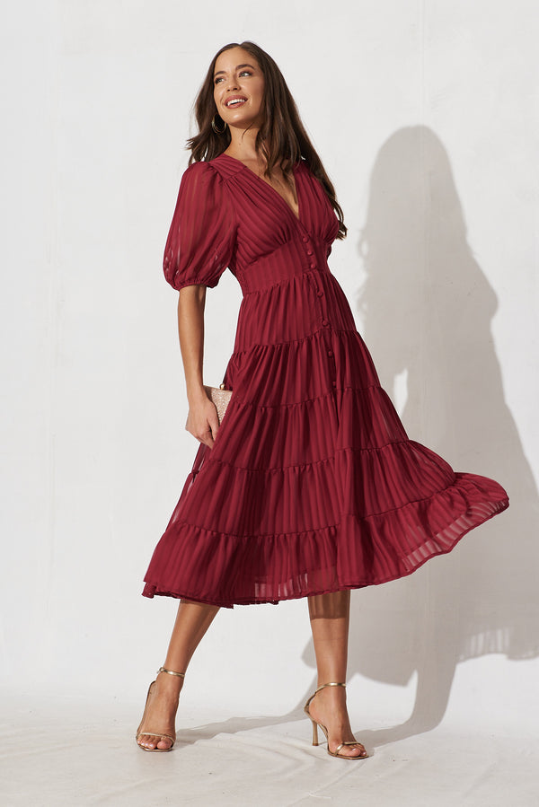 Modica Midi Dress In Berry Chiffon – St Frock