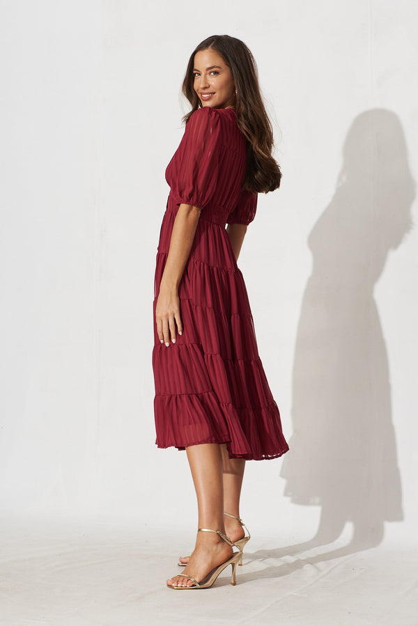 Modica Midi Dress In Berry Chiffon – St Frock