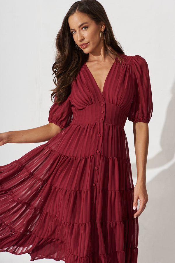 Modica Midi Dress In Berry Chiffon – St Frock